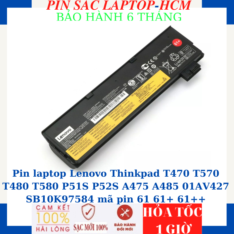 Pin laptop Lenovo Thinkpad T470 T570 T480 T580 P51S P52S A475 A485 ...