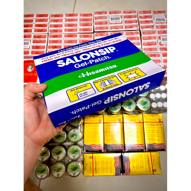 [Nguyên hộp 8 gói (1 gói 3 miếng)] Cao dán Salonsip mát lạnh | Shopee ...