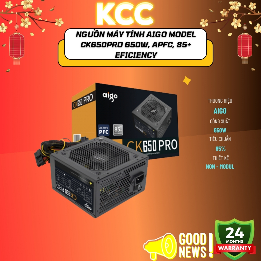 NGUỒN MÁY TÍNH AIGO CK650 PRO 650W, APFC, 85+ EFICIENCY - Bảo Hành 36 ...