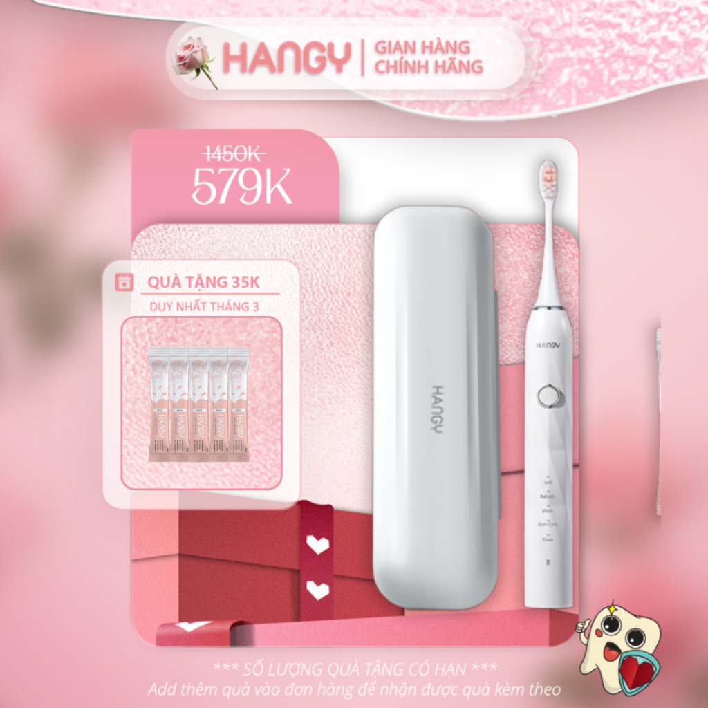 Bàn chải điện HANGY HY23 Pro Nâng Cấp siêu sóng âm làm trắng răng. Bảo ...