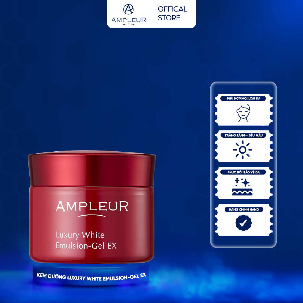 Kem dưỡng ẩm AMPLEUR Luxury White Emulsion Gel Ex giảm thâm nám dưỡng trắng chống lão hóa ...