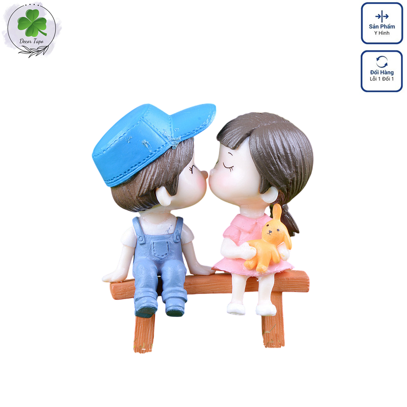 Mô hình cặp đôi kèm ghế cute phụ kiện tiểu cảnh trang trí sen đá ...