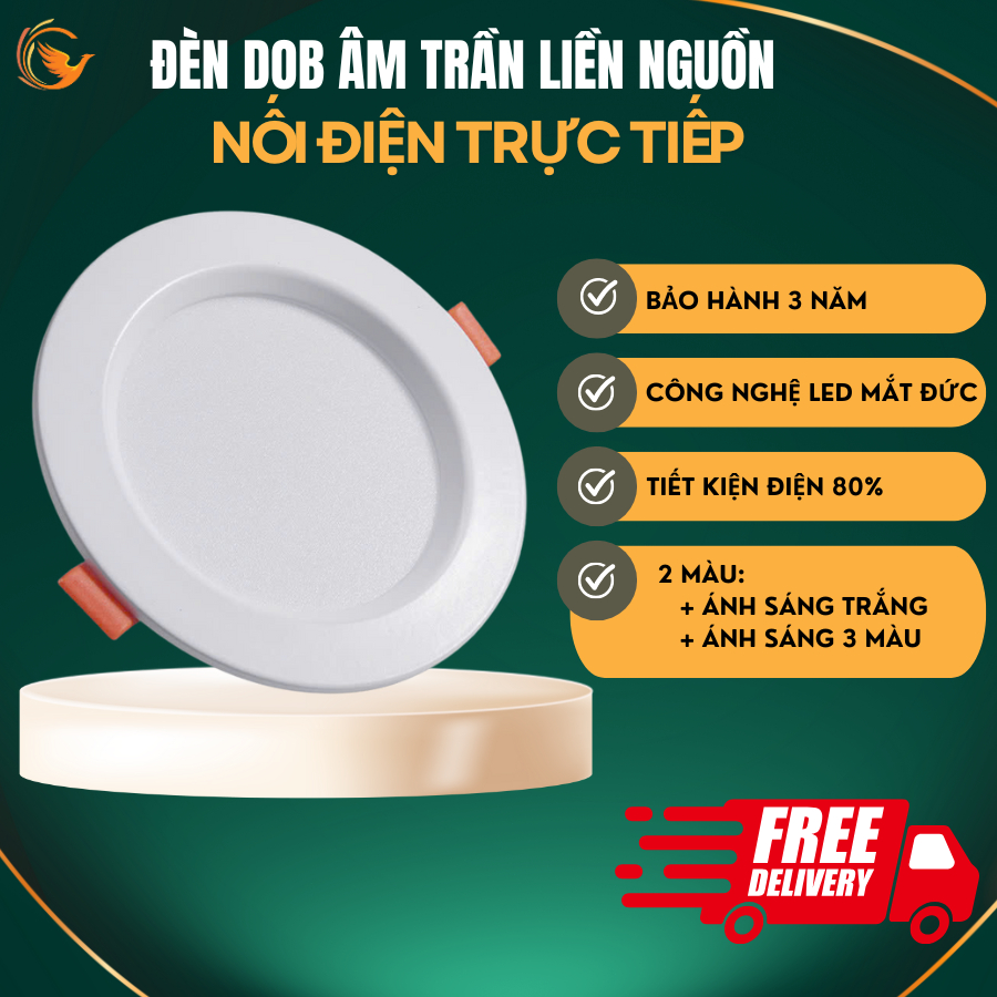 Đèn led âm trần, Đèn led Downlight, DOB liền nguồn 15W, Đèn trần thạch cao, BH 3 năm | Shopee ...