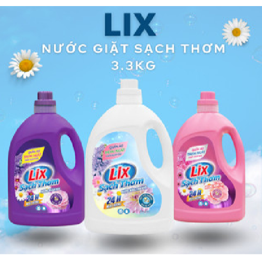 Nước Giặt Lix Sạch Thơm Hương Ngàn Hoa/Nắng Hạ/Tinh Khôi can 3.3KG Sạch Nhanh Vết Bẩn - Lixco ...