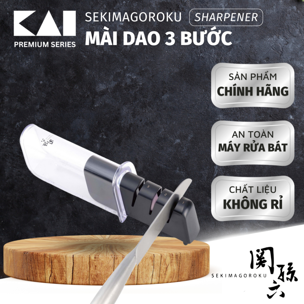 Dụng cụ mài dao Kai Diamond & Ceramic Knife Sharpener cao cấp 3 bước ...