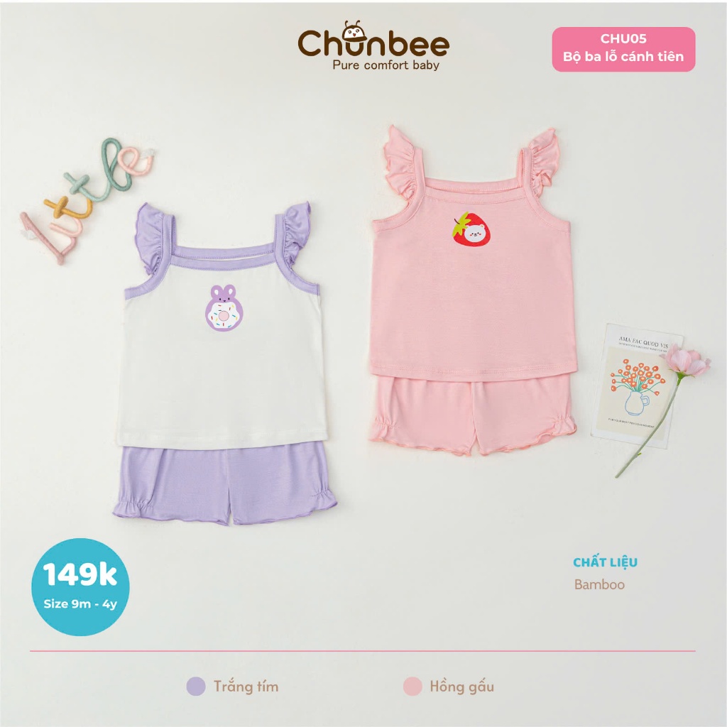 Bộ cánh tiên 2 dây cho bé gái Chunbee chất liệu sợi tre | Shopee Việt Nam