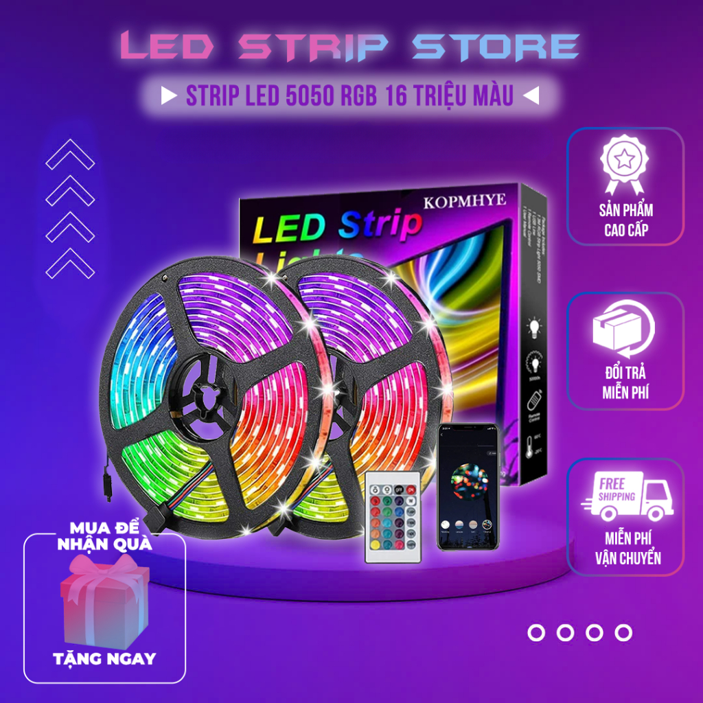 Đèn Led Trang Trí Strip Led Rgb 5050, Dây Đèn Led Dài 2M 5V Đổi Màu ...