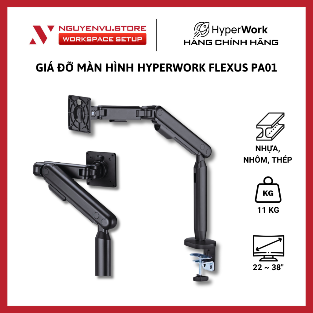 Giá đỡ màn hình HyperWork Flexus PA01 - ARM Phù hợp 22-38 inch - Tải ...