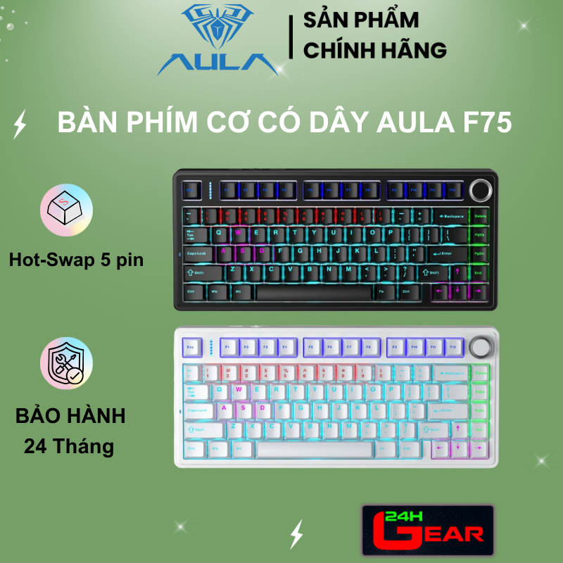 Bàn phím cơ gaming AULA F75 (Hot-Swap 5 pin / Multi-LED) | Shopee Việt Nam
