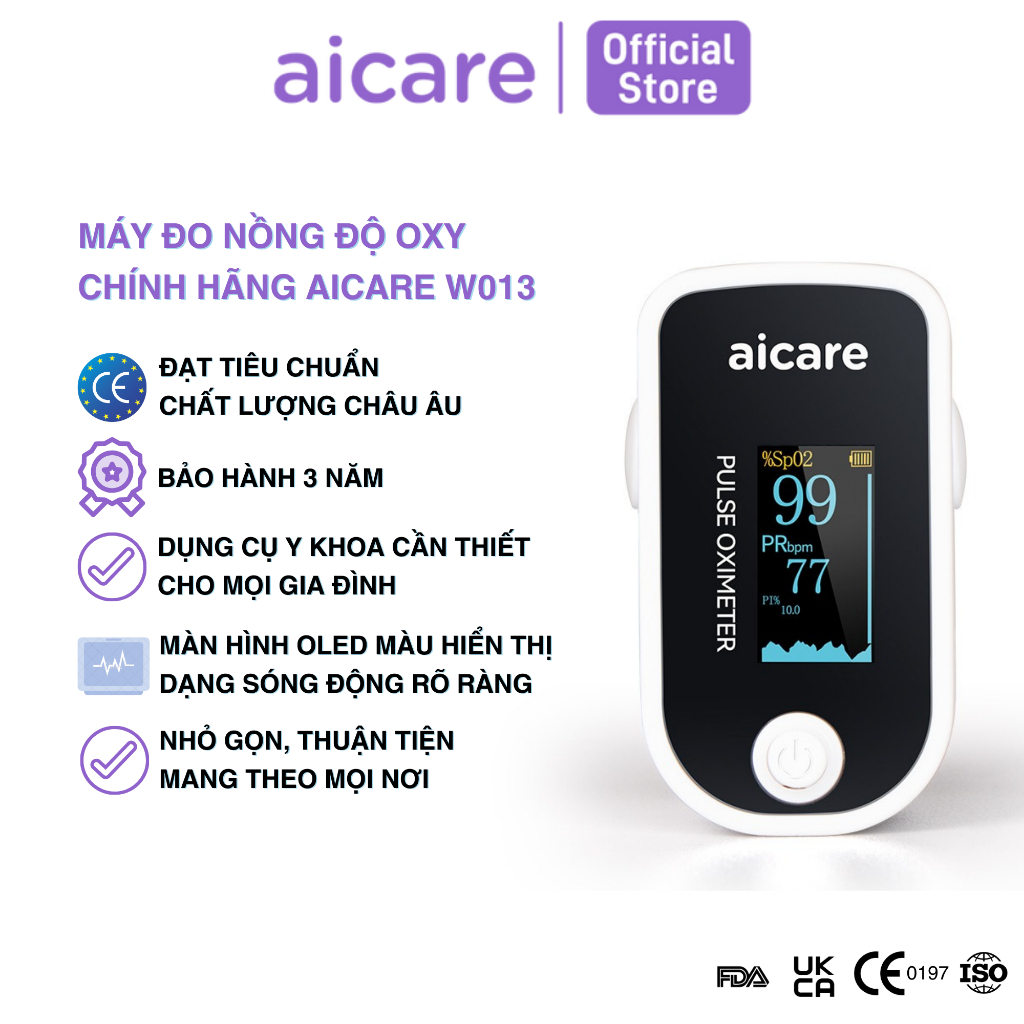 Máy Đo Nồng Độ Oxy Chính Hãng AICARE W013 Dành Cho Cá Nhân, Dễ Dàng Sử Dụng Tại Nhà | Shopee ...