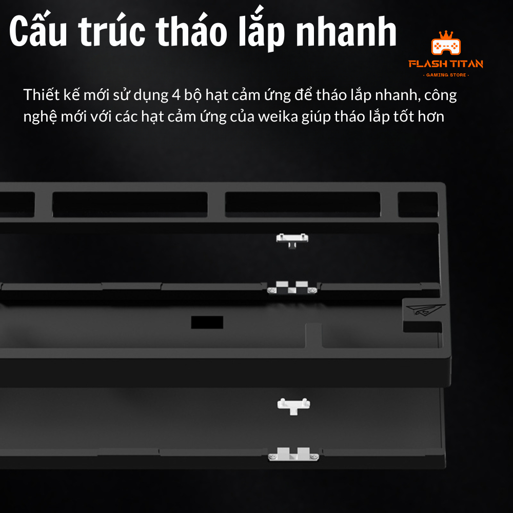 Bàn Phím Cơ Không Dây Weikav D75 - Led RGB Mạch Xuôi - Keycap PBT Double shot - Vỏ nhôm CNC ...