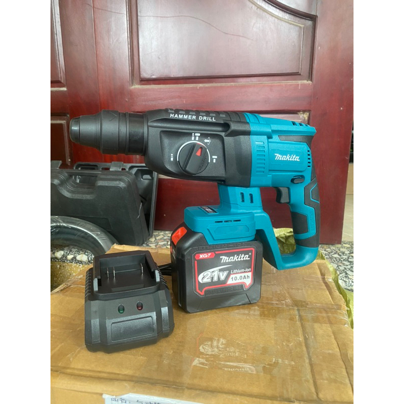 Bộ máy khoan bê tông pin Makita pin 20 cell 21v, 3 chức năng, không chổi than gồm 1 thân máy 1 ...