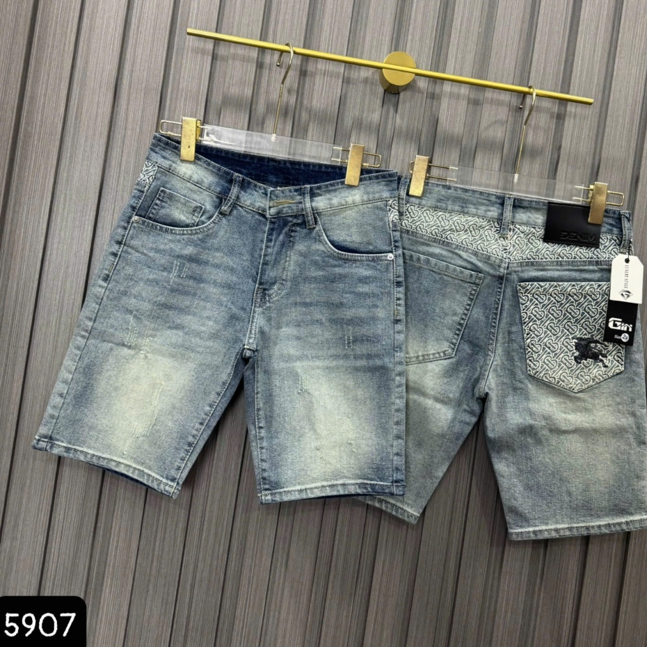 Quần Short Jean Nam Denim Xanh Loang Xanh Khói Phối Túi B.B Chất Vải ...