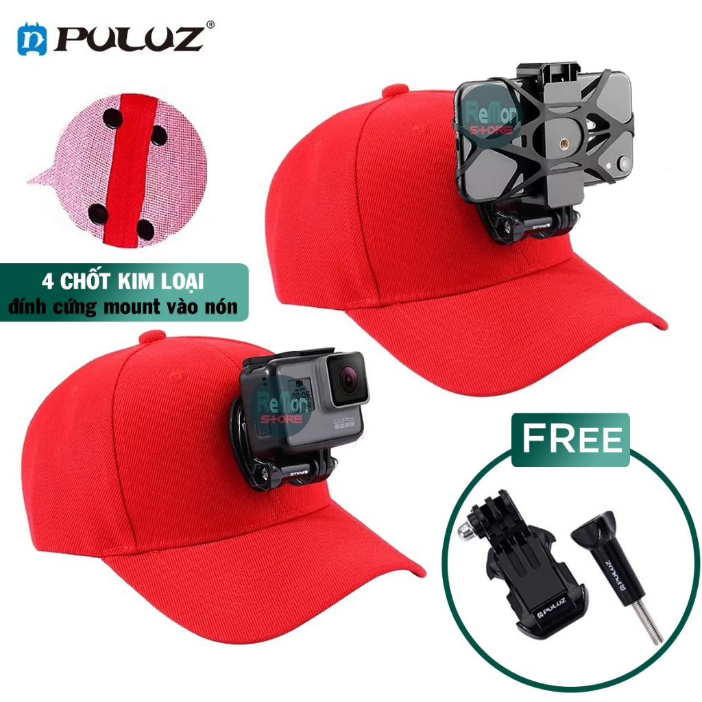 Mũ lưỡi trai gắn GoPro Hero chốt tán kim loại Nón bóng chày mount Osmo ...