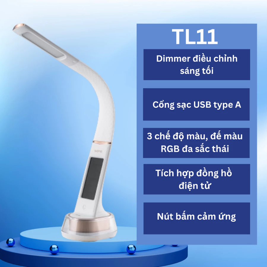 Đèn Bàn Đa Năng MPE - TL11 Tích Hợp Cổng Sạc 2A | Shopee Việt Nam