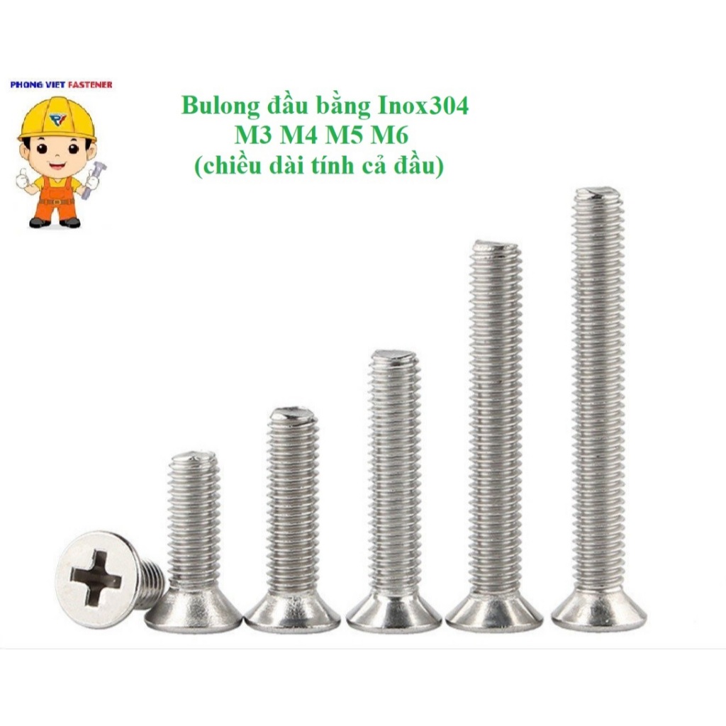 (INOX304) 10 cái M3-M6 vít pake đầu bằng inox304 M3-M6 | Shopee Việt Nam