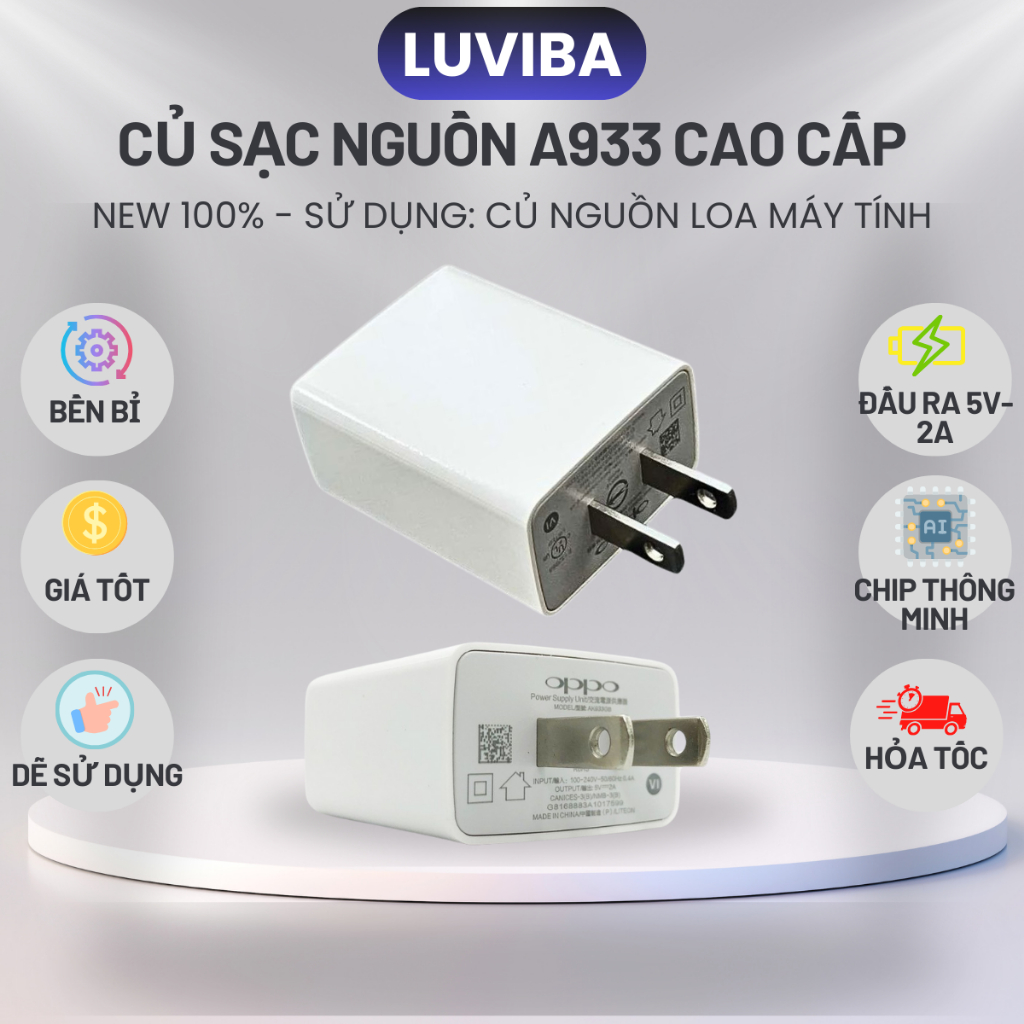 Củ sạc nhanh, cục nguồn A933 cho loa máy tính xuất 5V2A cao cấp LUVIBA ...