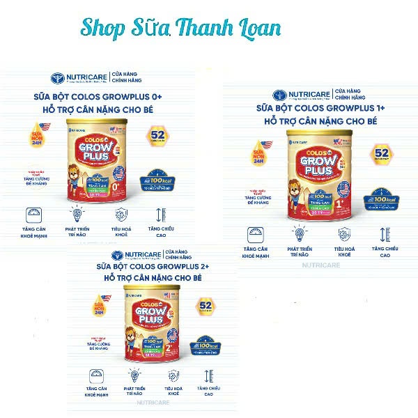 [HSD T2-2027] [Mẫu Mới] Sữa Bột Nutricare Colos 24h Grow Plus 850g ĐỦ SỐ 0+,1+,2+. | Shopee Việt Nam
