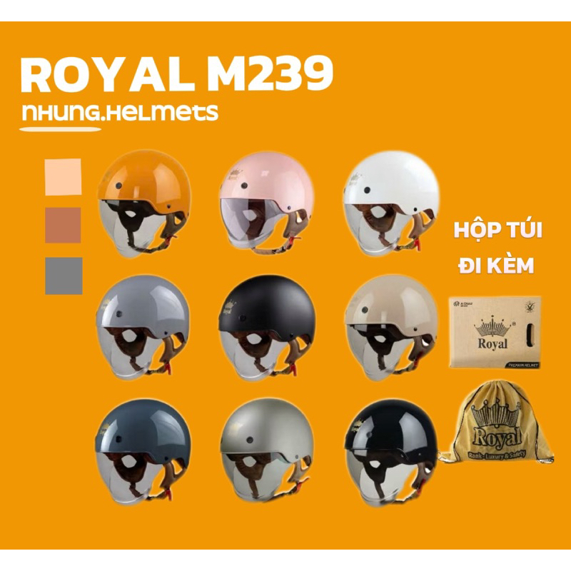 Mũ bảo hiểm 1/2 Royal M239 kính âm cao cấp tiện lợi hàng chính hãng ...