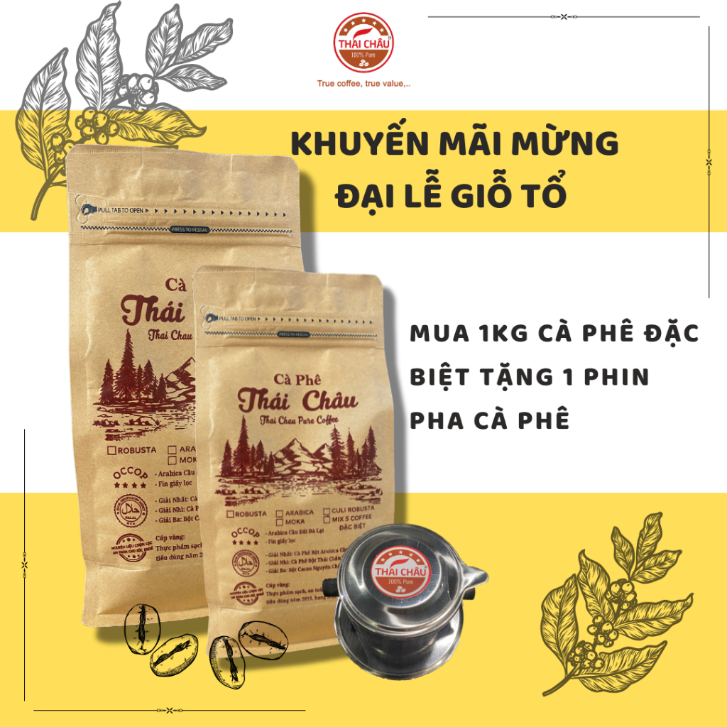 Cà Phê Đặc Biệt Thái Châu Mix 5 LOẠI HẠT: ROBUSTA, ARABICA, CULI, MOKA ...