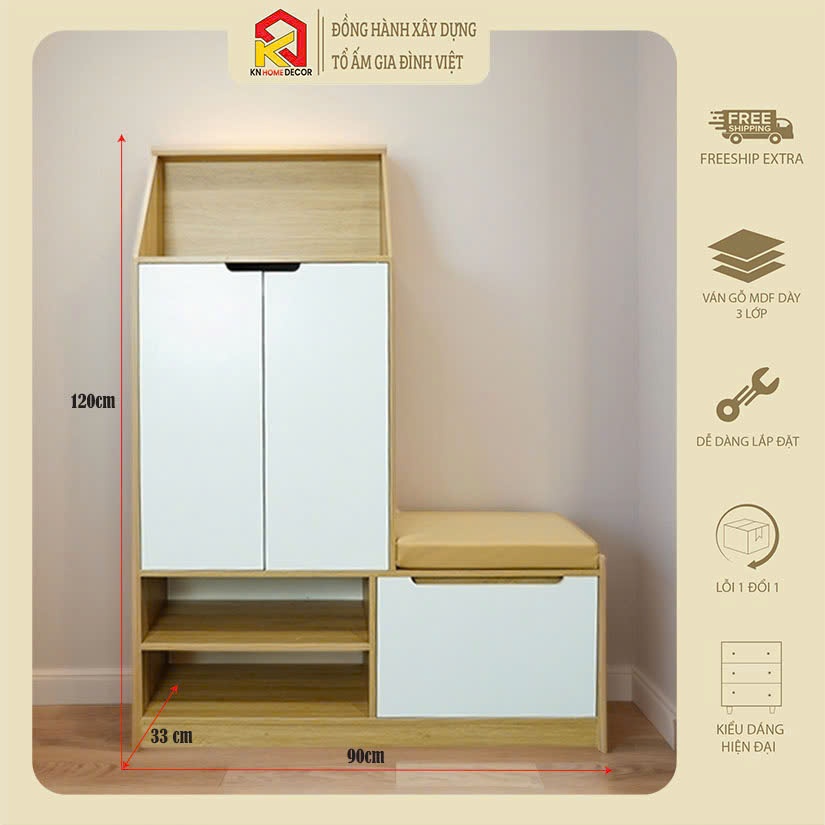 Tủ Giày Gỗ MDF 12mm Lắp Ghép Tiết Kiệm Không Gian, Chắc Chắn, Mẫu KG90 | Shopee Việt Nam