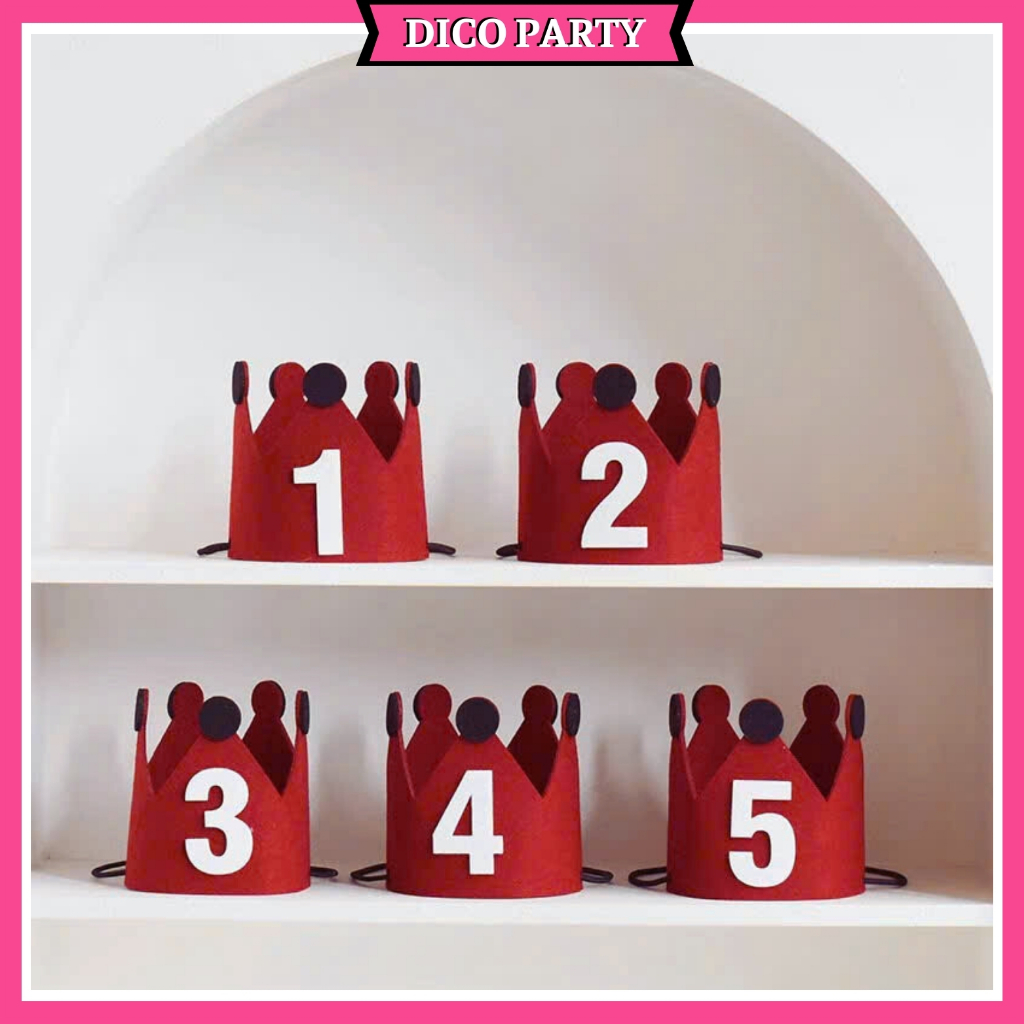Mũ nỉ vương miện màu đỏ kèm số tuổi sinh nhật cho bé | Shopee Việt Nam