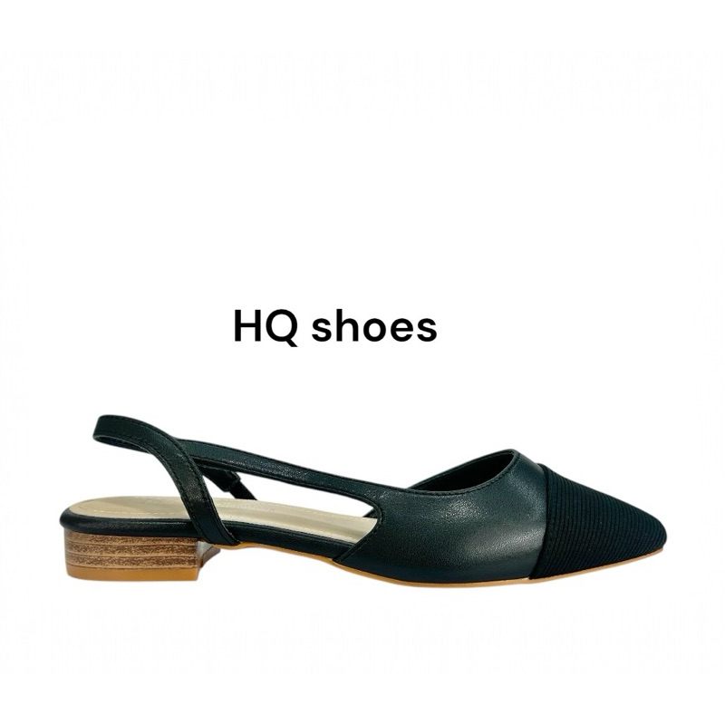 sandanl da micro phối mũi đen cao 2cm,có chun ôm gót chân HQ shoes,HQ ...
