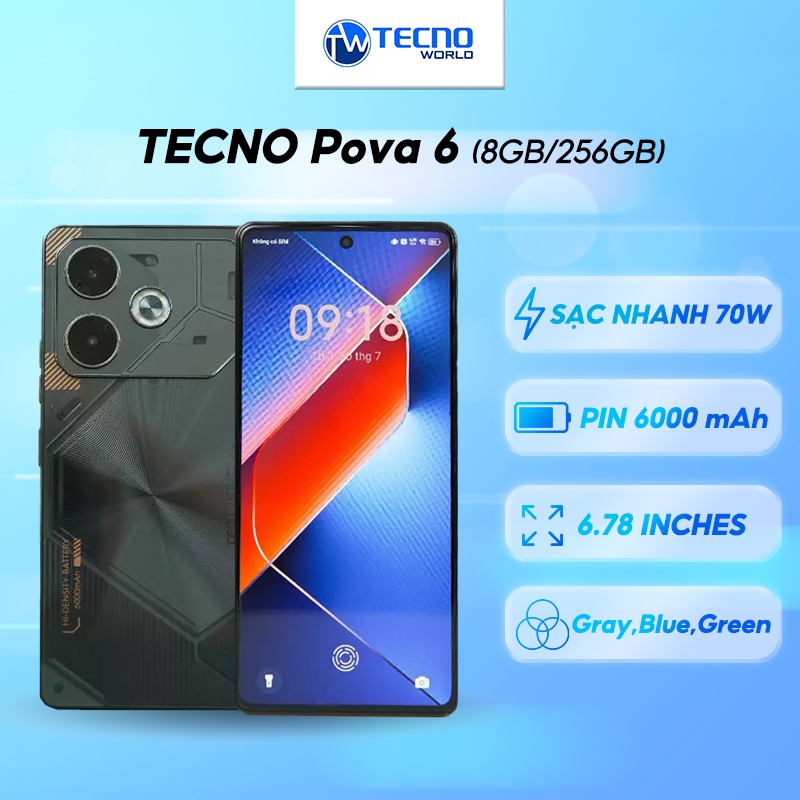 Điện thoại TECNO Pova 6 ram 8GB rom 256GB sạc nhanh 70w Chính Hãng | Shopee Việt Nam