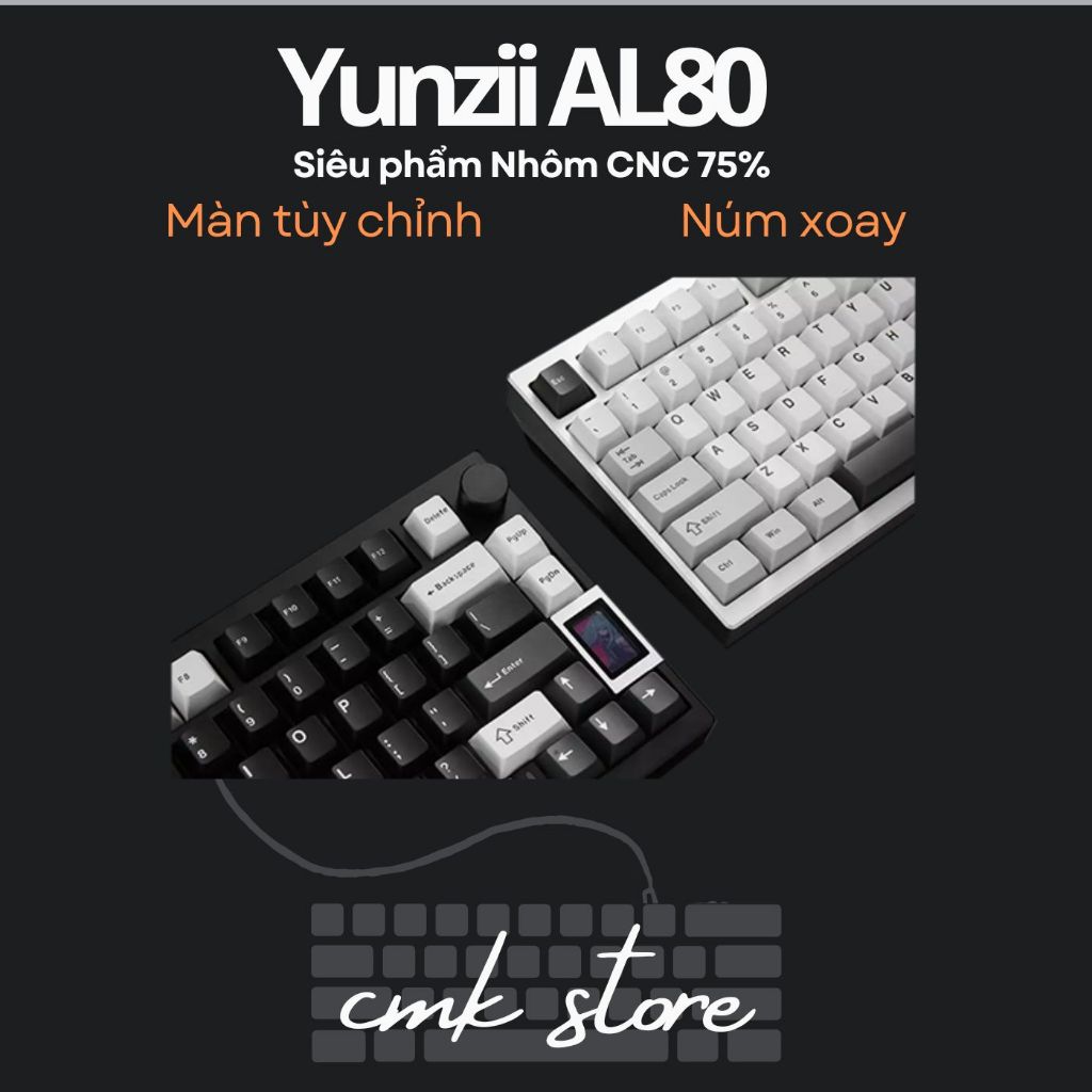 (sẵn tùy màu) YUNZII AL80 – BÀN PHÍM CƠ AL80 – Case nhôm, Màn hình LCD ...