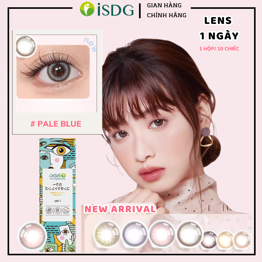 Kính áp tròng ISDG có màu dùng 1 lần DIA 13.6mm - 14.2mm 0 độ, Lens 1 ngày đủ 9 màu nội địa Nhật ...