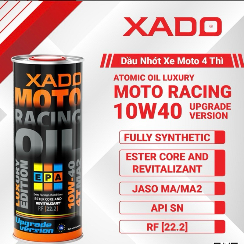 Nhớt Xado Racing 10W40 V2 RF 15.5 và V3 RF 22.2 dung tích 1 lít ...