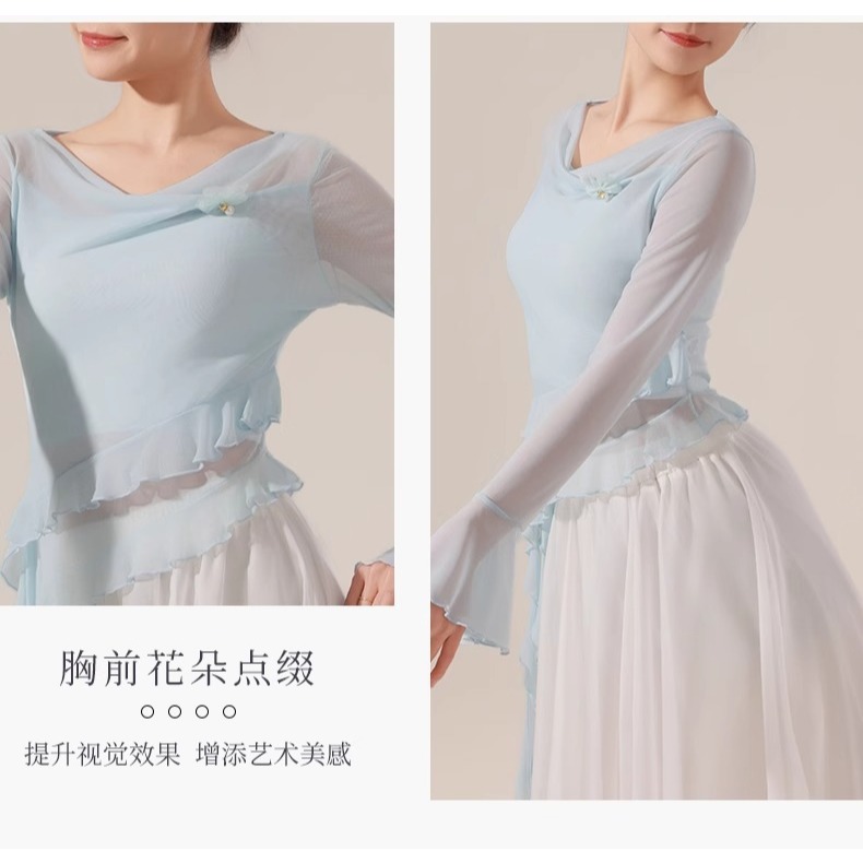 [Có Sẵn] Áo lưới tay loe AM50 - Áo múa tay dài AM50 - Trang phục trung ...