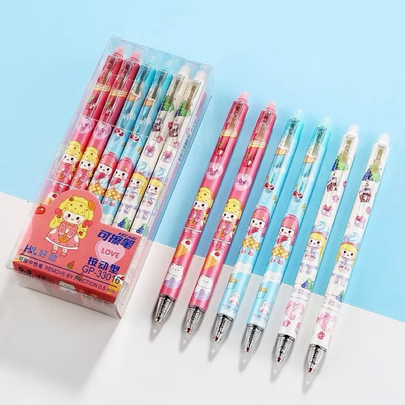 HỘP 12 cây bút viết Gel xóa tẩy được ngòi 0.5mm Mực xanh/tím - Mực đậm ...