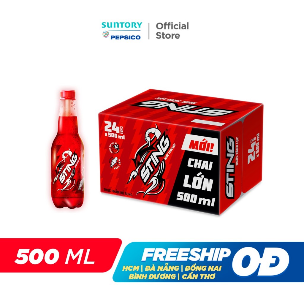 [HỎA TỐC-VC 12%] Thùng 24 Chai Nước Tăng Lực Sting Dâu (500ml/chai) | Shopee Việt Nam