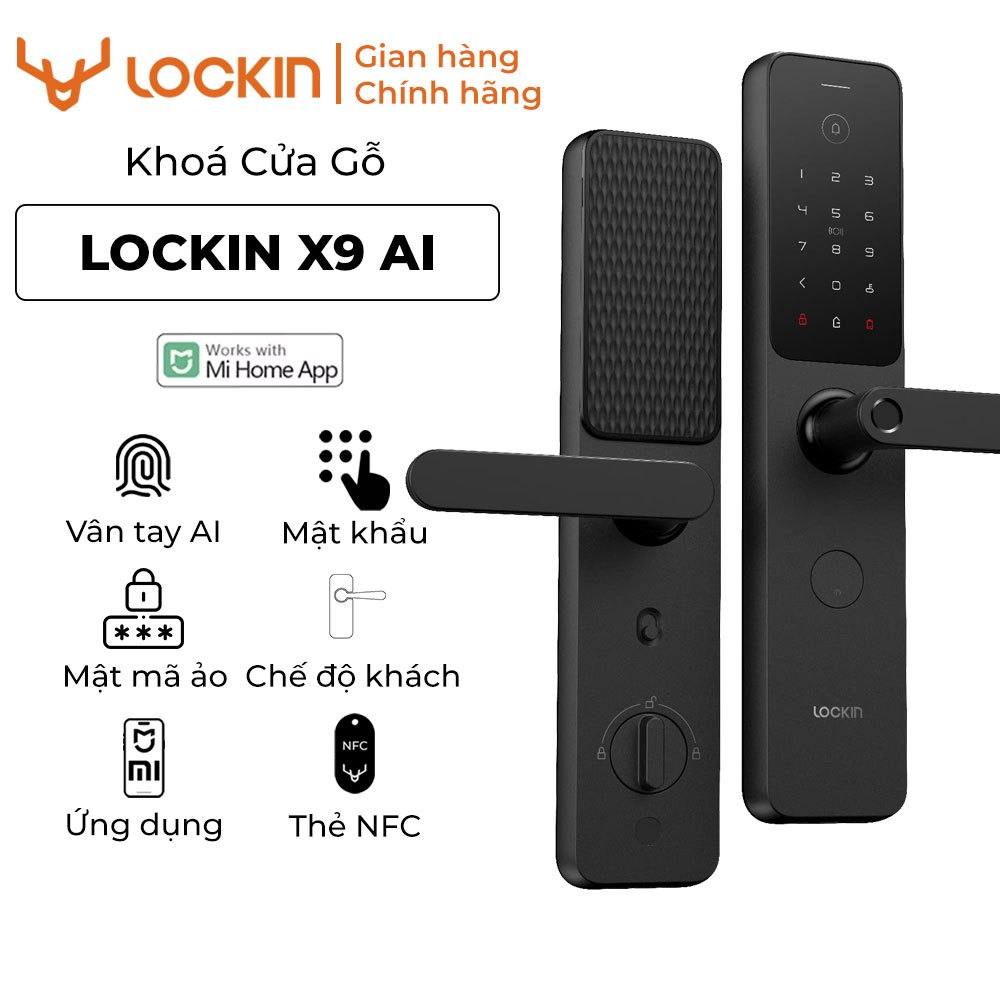 Khoá vân tay Lockin X9 AI - Vân tay AI tự học, 7 cách mở khoá, Chế độ thông qua, App Xiaomi Home ...