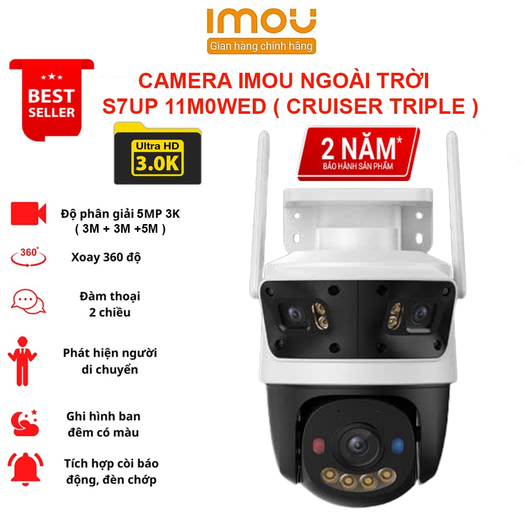 Camera IMOU 3 Mắt Ngoài Trời Cruiser Triple 11MP IPC-S7UP-11M0WED Cao ...