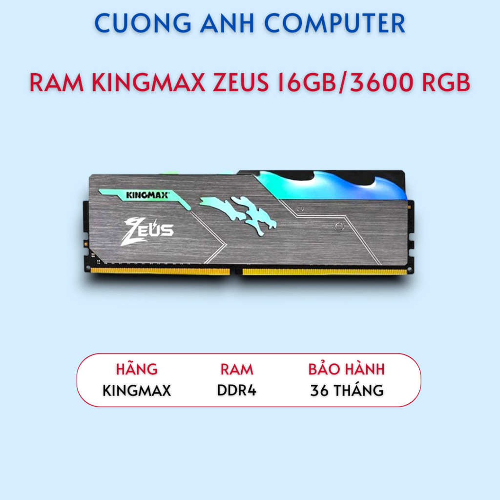 Ram Desktop KINGMAX ZEUS RGB 16GB/3600. Hàng mới chính hãng | Shopee ...