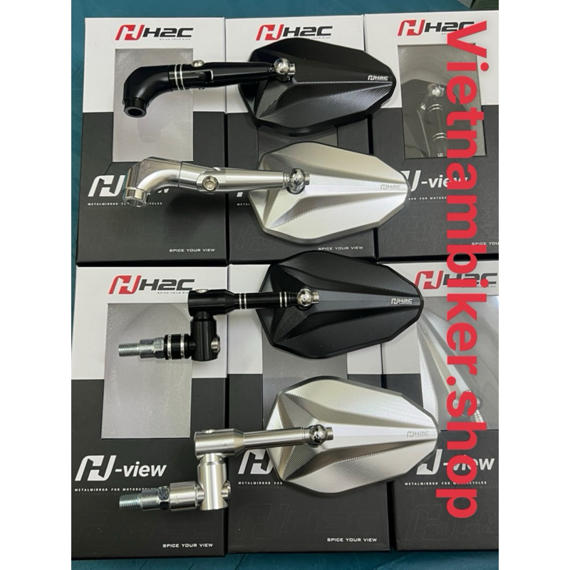 Kính-Gương chiếu hậu H2c Mẫu H-view V2 Nhôm cnc Kính trắng xịn (đạt ...