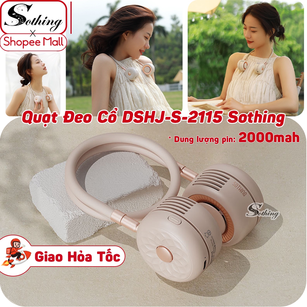 Quạt Đeo Cổ Sothing Mini DSHJ-S-2115 3 Tốc Độ Gió Êm , Quạt Tích Điện Đeo Cổ SOTHING Xiangwu Pin ...