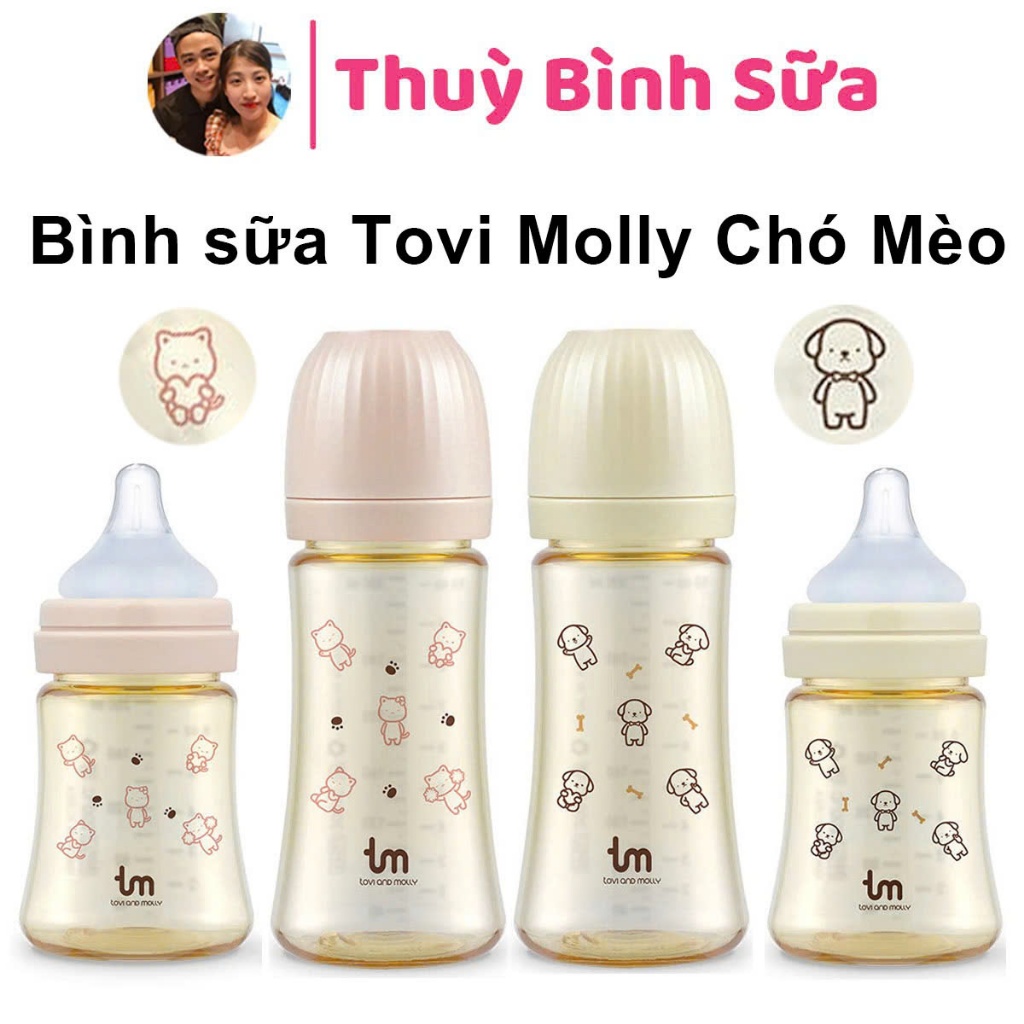 Bình sữa Tovi and Molly Chó Mèo 180ml/280ml mẫu mới nhất 2025 cho bé (Hàng xách tay) | Shopee ...