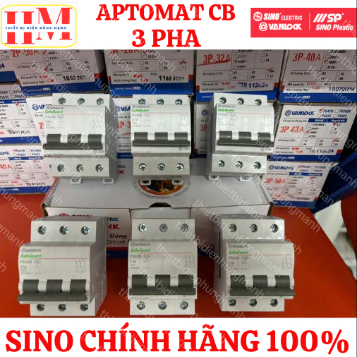 SINO CHÍNH HÃNG - Cầu dao Aptomat MCB CB 3P 3 cực 3 tép Sino 16A 20A 25A 32A 40A 50A 63A ...