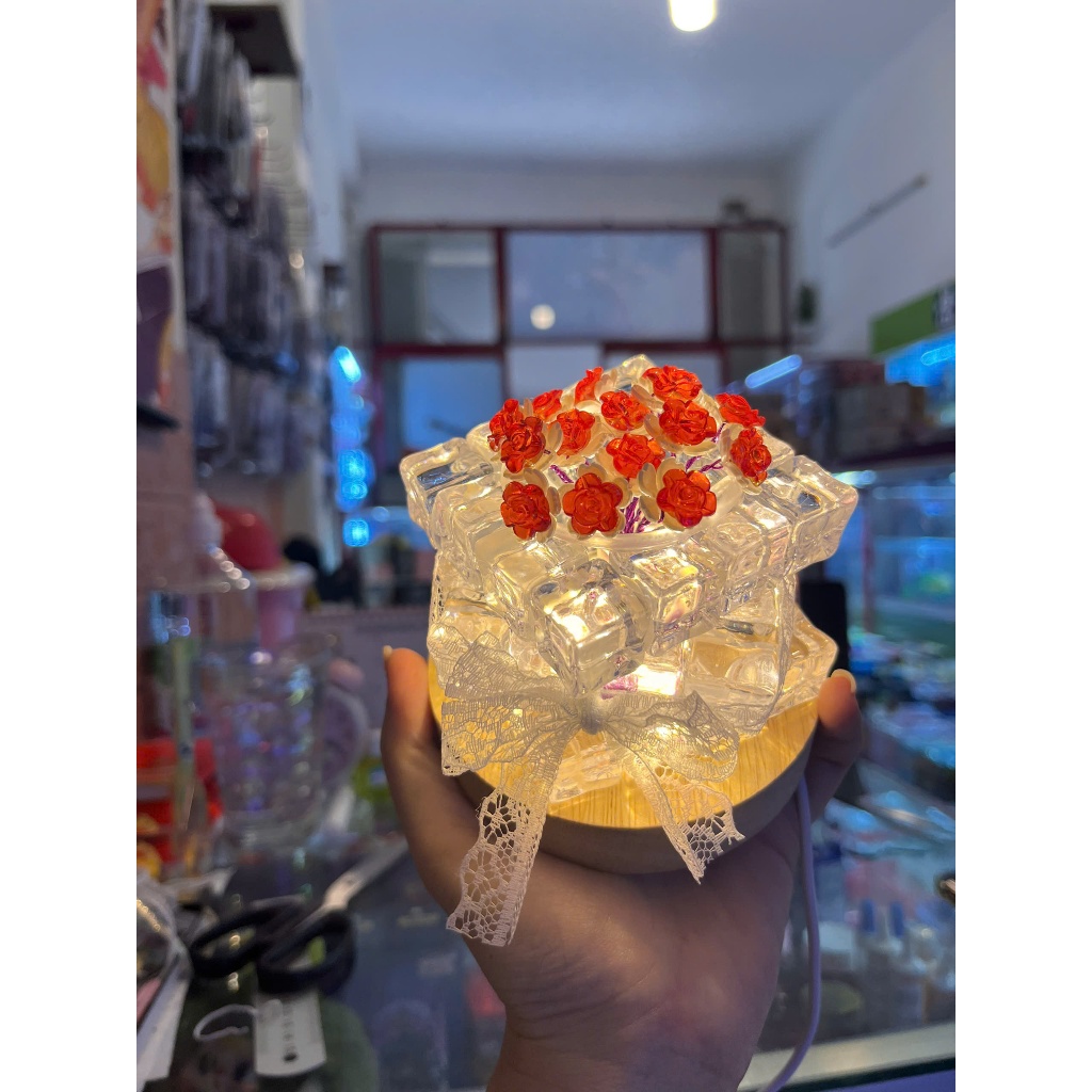 Đèn ngủ để bàn lắp ráp DIY hoa hồng, đèn handmade, đèn trang trí ...