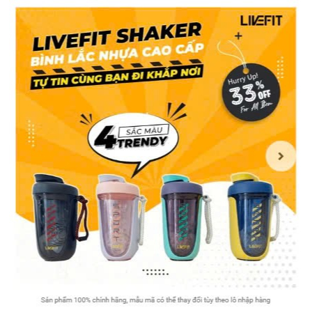 Bình lắc LiveFit Shaker bằng Tritan cao cấp 550ml | Shopee Việt Nam