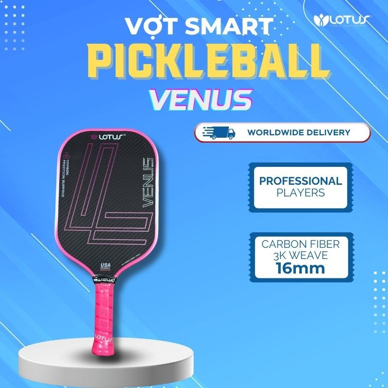 Vợt Pickleball Lotus Venus Sợi Carbon Dệt 45 Độ, Kiểm Soát & Sức Mạnh ...