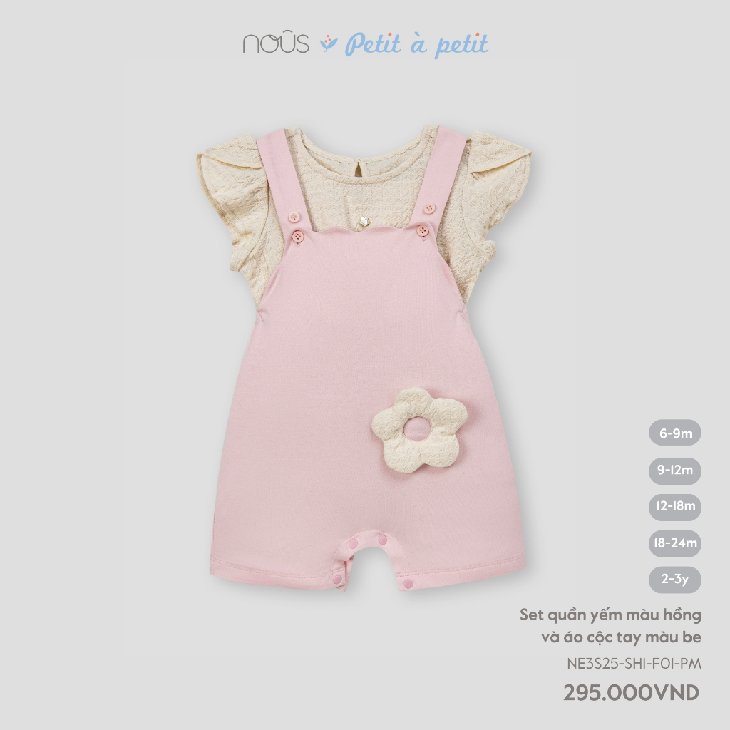 Nous Baby Set yếm kèm áo đinh bông hoa màu hồng ngọt ngào cho bé gái từ ...