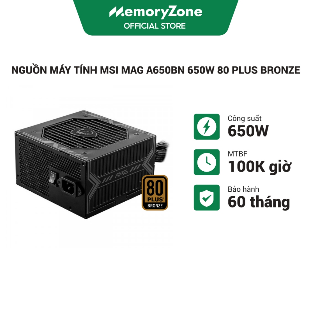 Nguồn máy tính MSI MAG A650BN 650W 80 Plus Bronze MAG-A650BN | Shopee Việt Nam