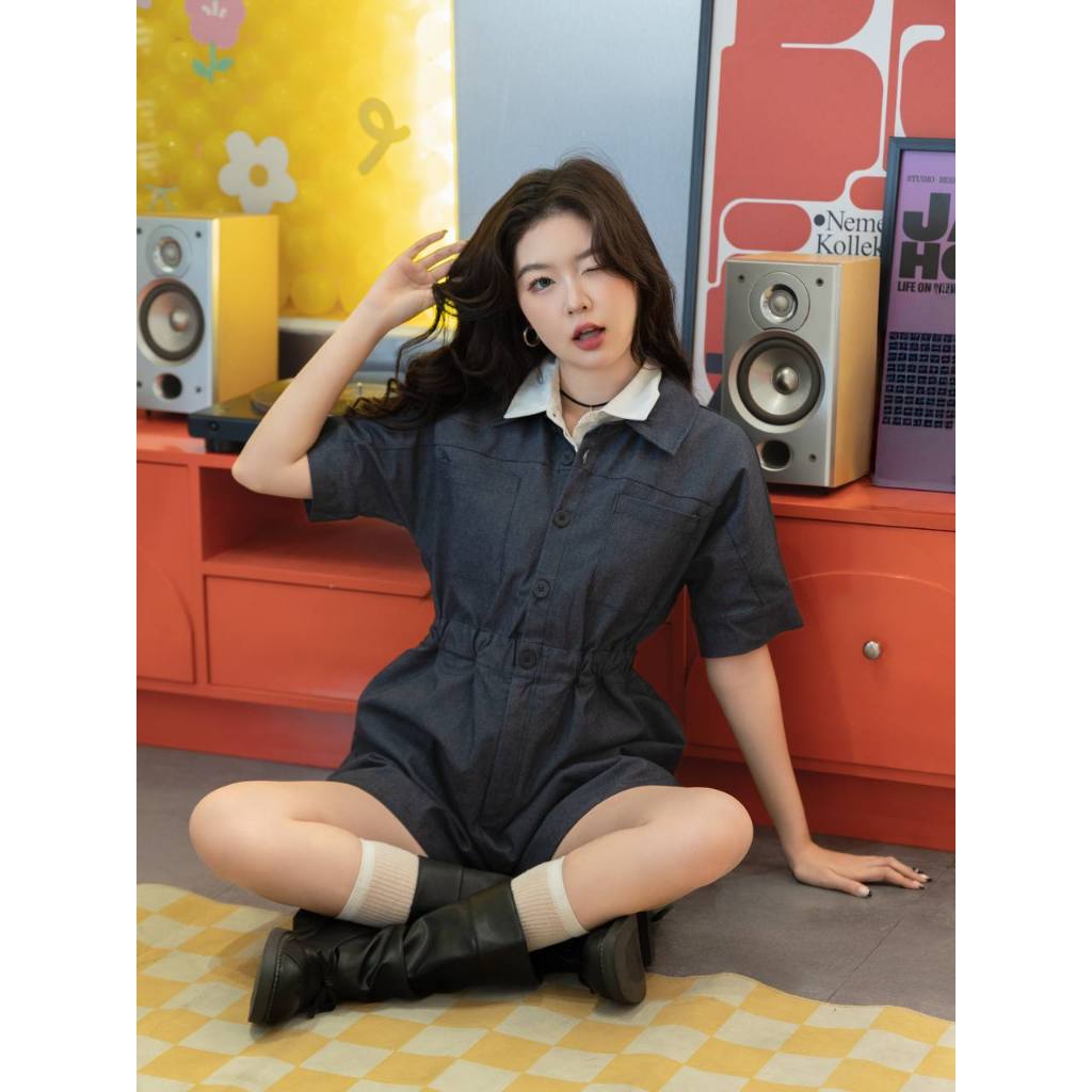 Jumpsuit jean tay ngắn cổ sơ mi THE C.I.U - Riley Jumpsuit | Shopee ...