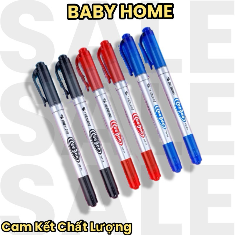 Combo 10 Bút lông dầu 2 đầu bút Thiên Long PM-04 bám dính tốt trên các ...