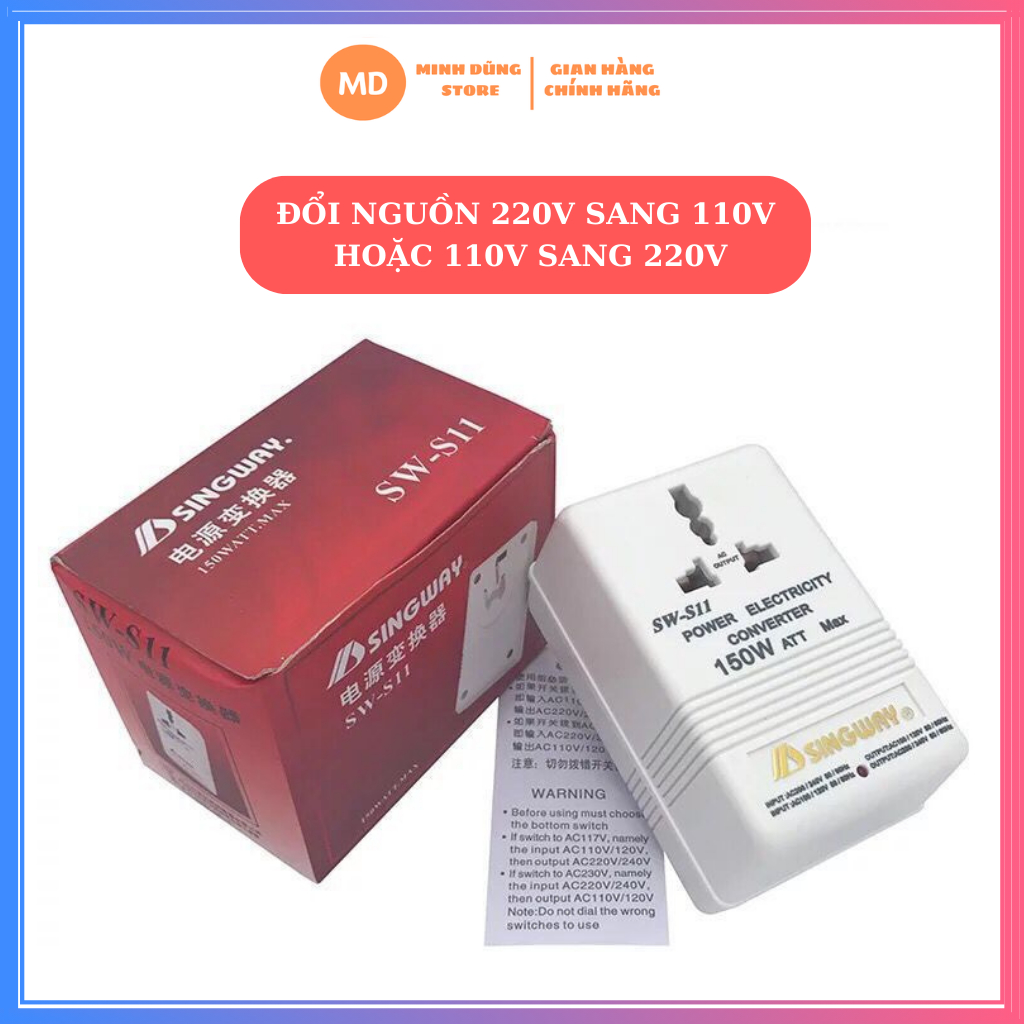 Cục đổi nguồn điện 220v sang 110v hoặc 110v sang 220v có thể mang đi du lịch Singway150 - Chỉ ...