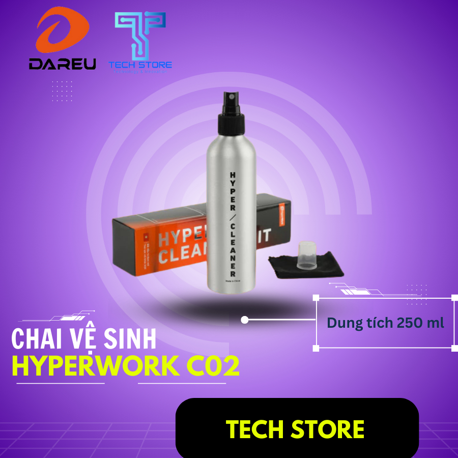 Chai vệ sinh màn hình HyperWork C02( Màn Hình PC, LapTop,Điện Thoại,Bàn Phím,Kính )250ml tiện ...